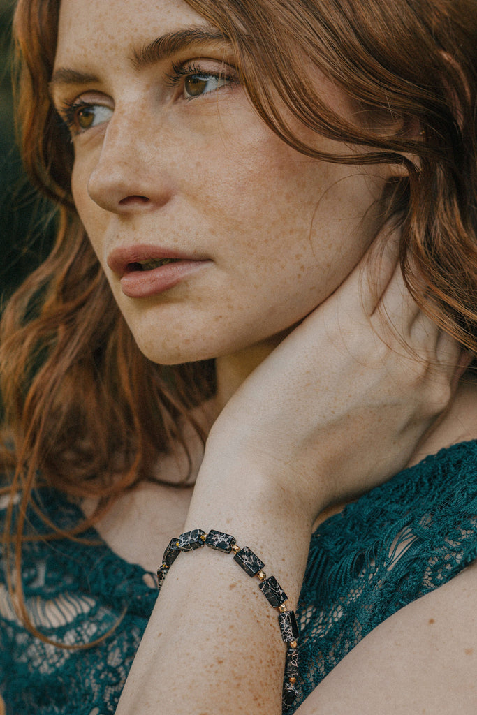 Black Emperor's Stone & Gold Tone Statement Bracelet – Ruta European ...