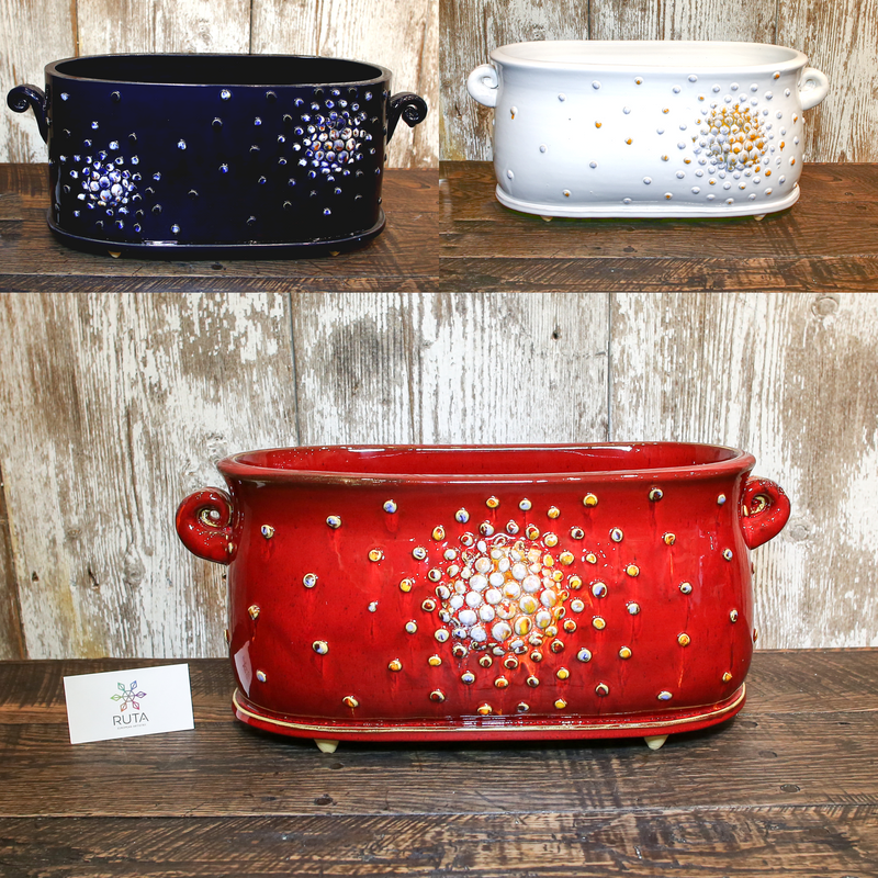 Large Ceramic Flower Pot (Red, White or Blue) – Ruta European Artistry
